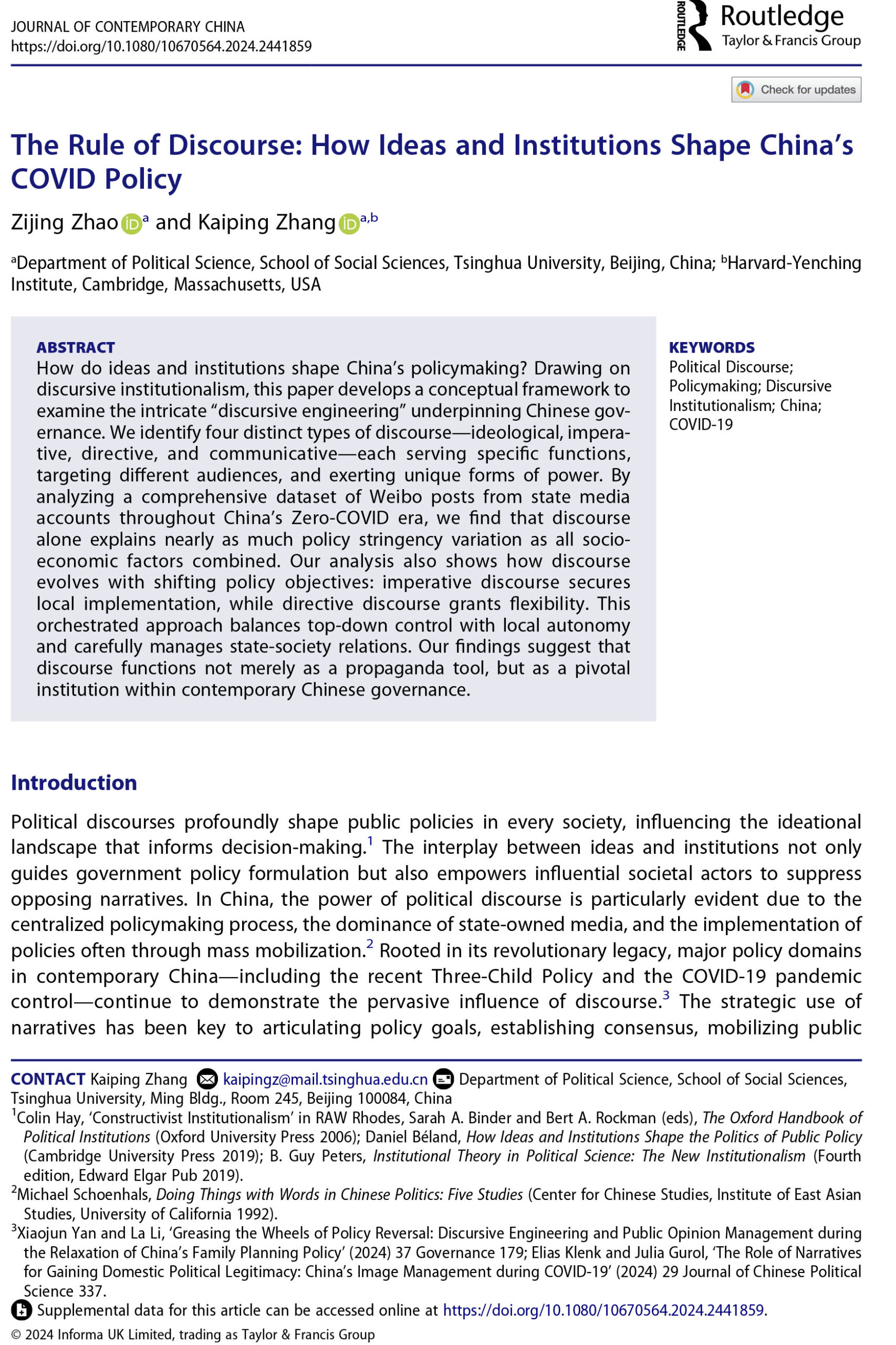The Rule of Discourse: How Ideas and Institutions Shape China’s COVID ...